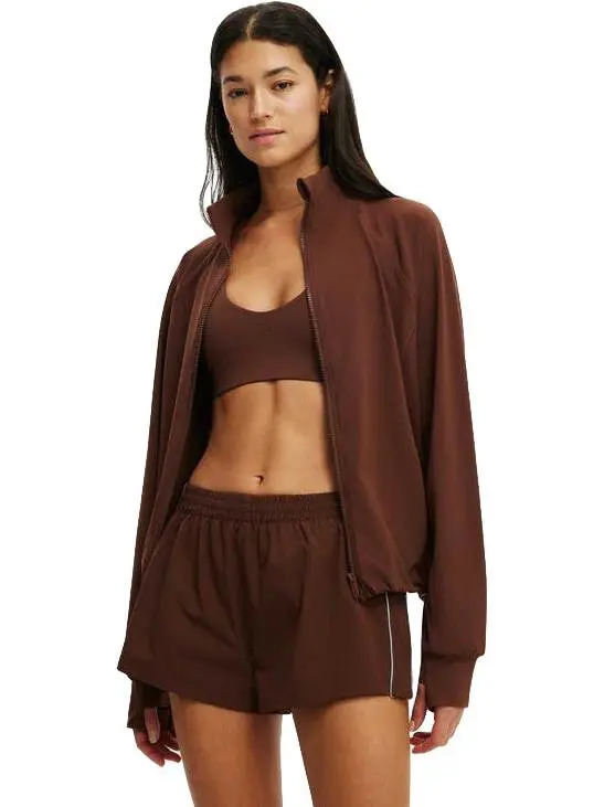 Cotton:on Active Oversized Track Jacket With Contrast Piping - Chestnut