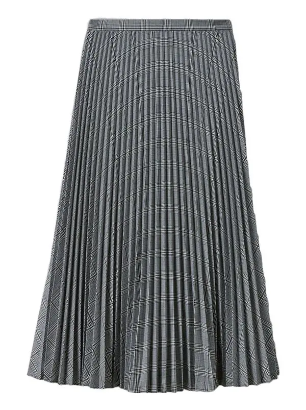 Whistles Check Pleated Midi Skirt - Grey/multi