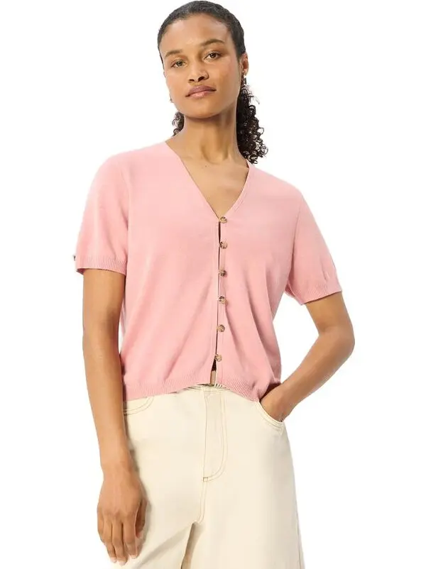 Whistles Short Sleeve Knit Cardigan - Pink