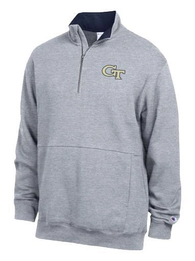 Champion Georgia Tech Yellow Jackets Fleece Quarter-zip Pullover - Heather Gray