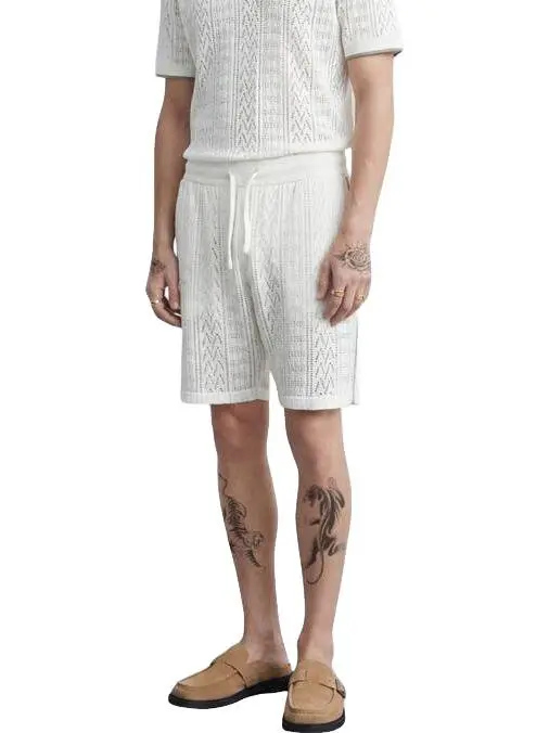 TWISTED TAILOR Oscar Tipped Crochet Cotton Shorts - Cream