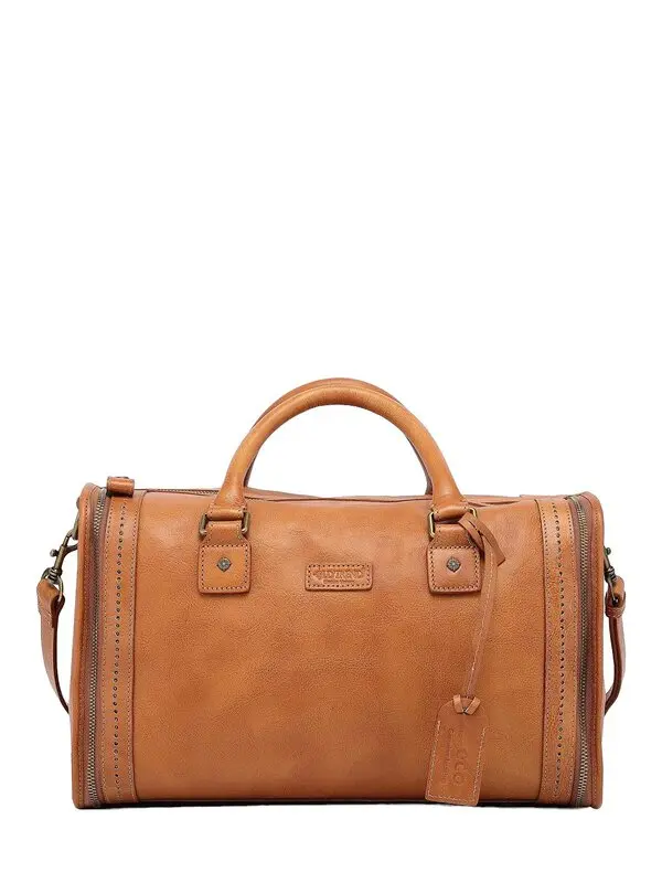 OLD TREND Nomad Genuine Leather Spacious Overnight Weekender - Chestnut