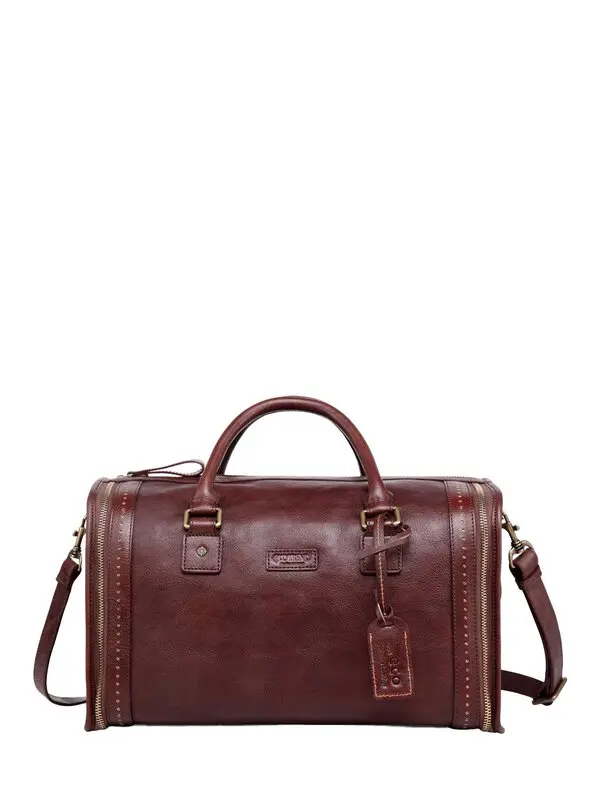 OLD TREND Nomad Genuine Leather Overnight Weekender Bag - Chestnut