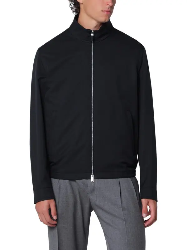 Zegna Navy Zip-up Jacket - Blue