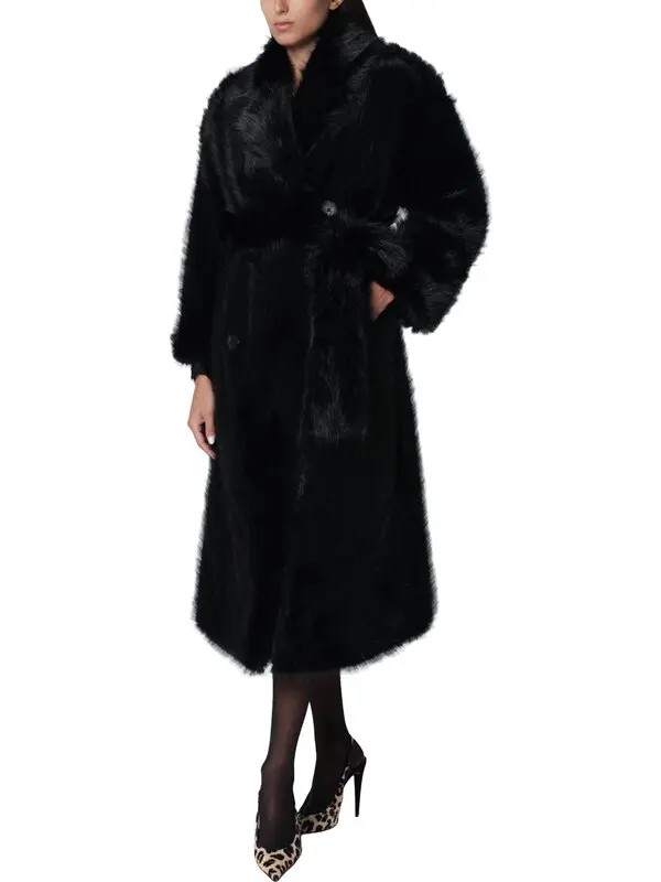 BB COUTURE Jackie Double-breasted Coat With Belt - Black
