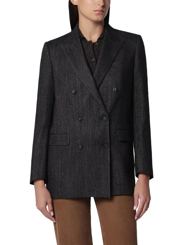 Tagliatore Double-breasted Herringbone Jacket - Brown