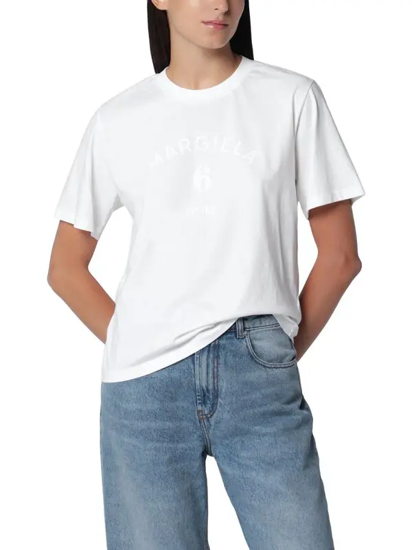 MAISON MARGIELA Cotton T-shirt With Logo Print - White