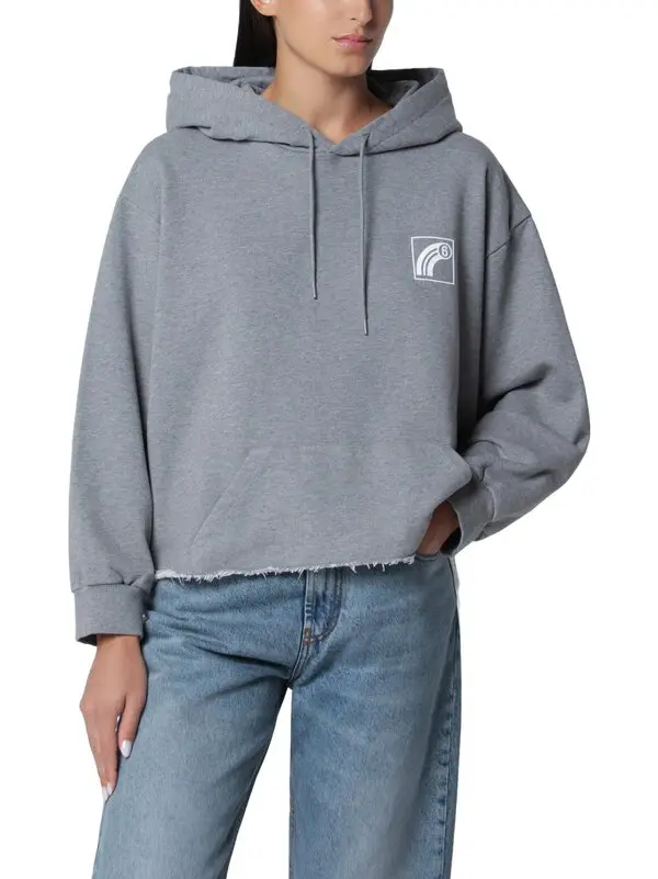 MAISON MARGIELA Mélange Cotton Hoodie With Graphic Print - Grey