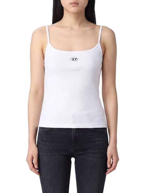 DIESEL® Ribbed Camisole Top With Logo Detail - White