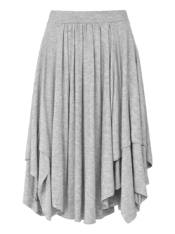 CONQUISTA Draped Jersey Midi Skirt With Elastic Waist - Grey