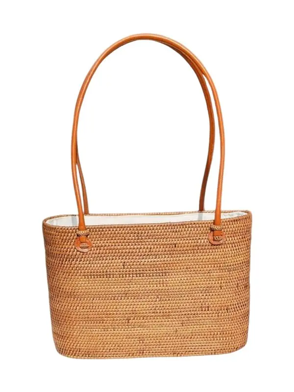 OHSUN Lola Rattan Tote- Chestnut - Brown