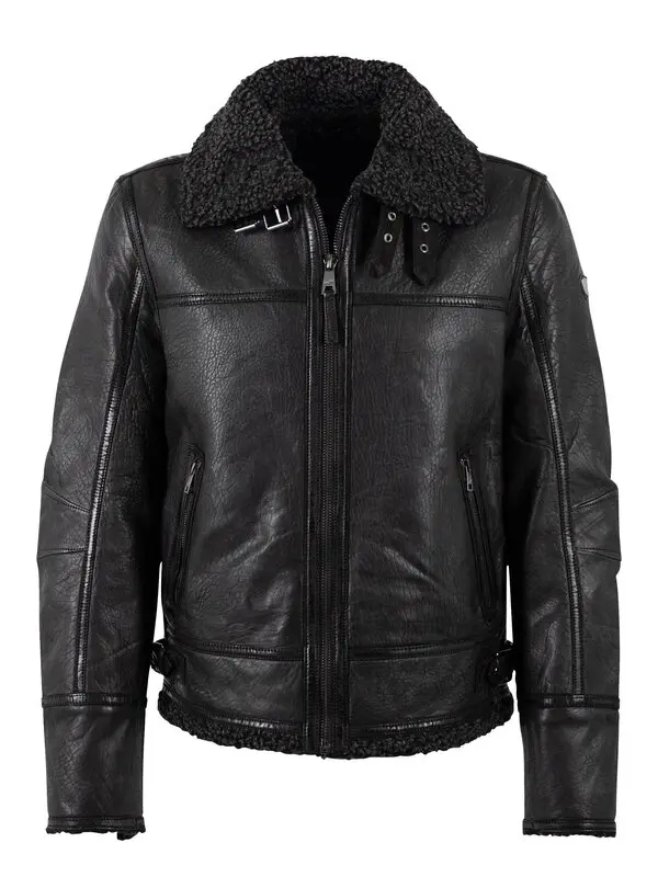 Mauritius Shearling-lined Winter Leather Jacket Polarface - Black