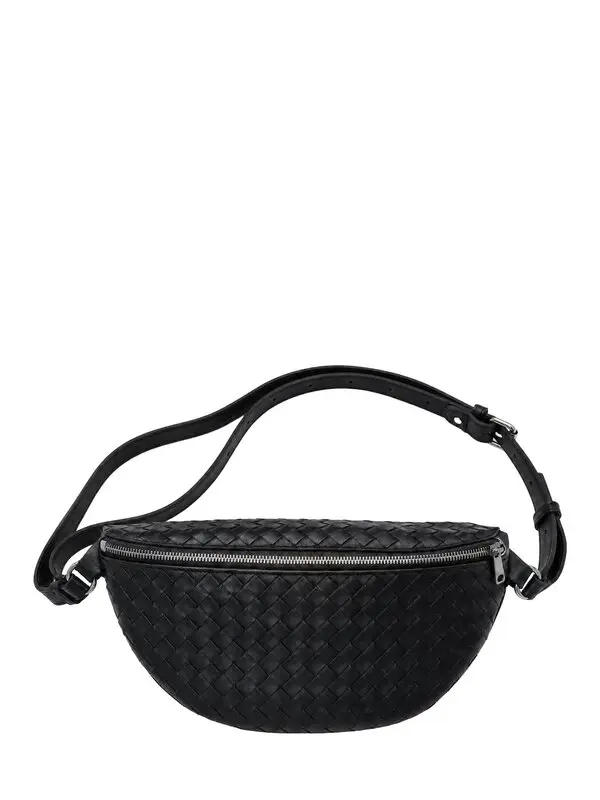Mauritius Parker Woven Leather Crossbody Bag - Black