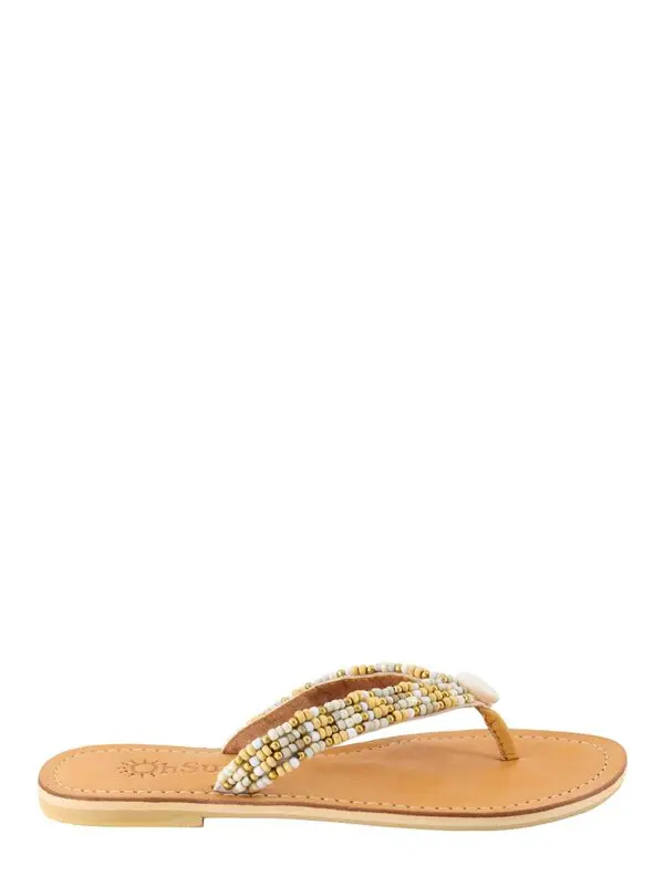 OHSUN Neutrals Sonya Beaded Leather Sandals Natural - Black