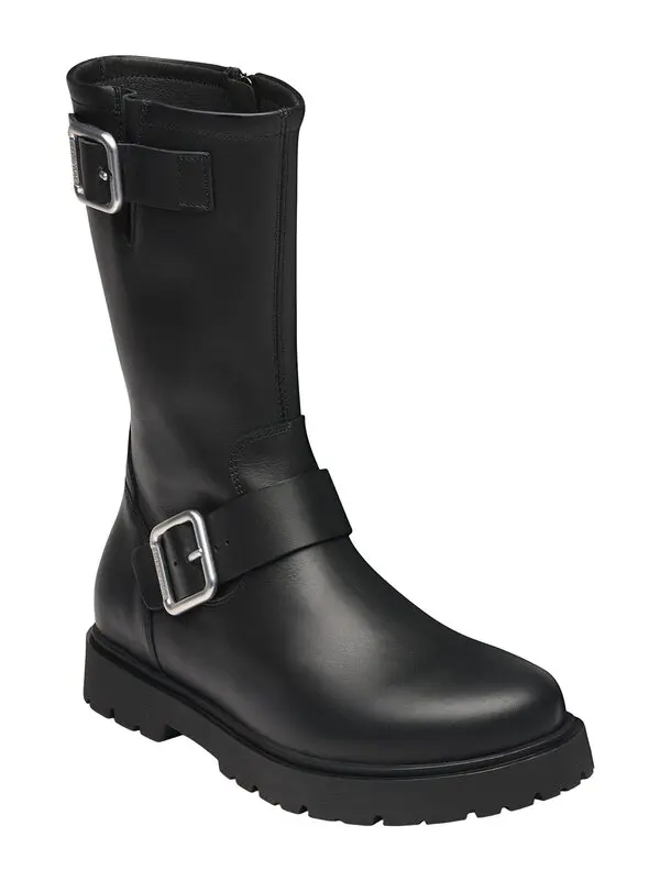 BIRKENSTOCK Highwood Mid Buckle Natural Leather Boots - Black