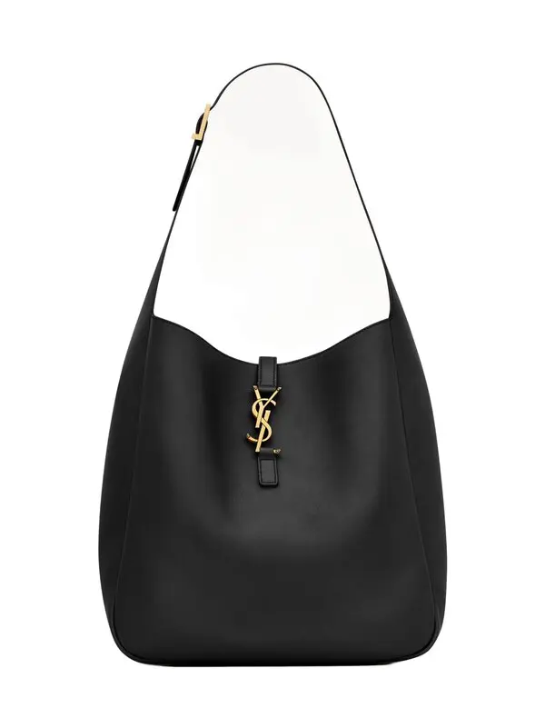 Saint Laurent Le 5 À 7 Supple Large Grained Leather Hobo Bag - Black