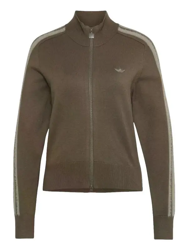 Adidas Fleece-stripe Knit Cardigan - Brown