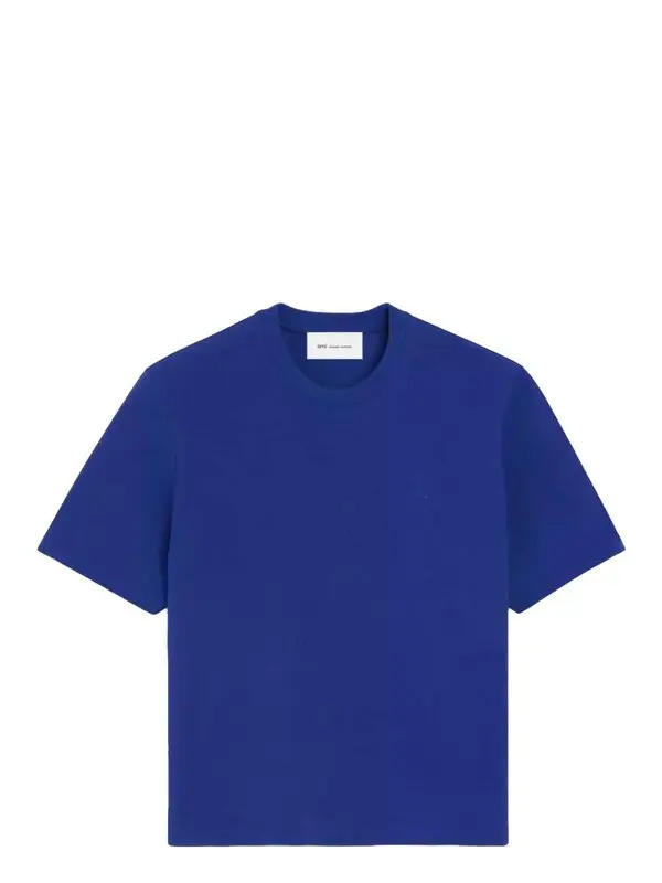 AMI Paris Cotton T-shirt With Embossed De Coeur - Blue