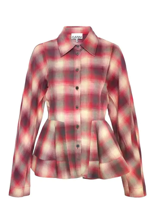 GANNI Shirt In Check Flannel - Red