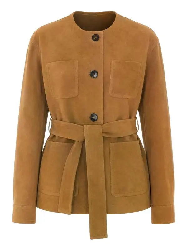Max Mara Belted Suede Jacket - Brown