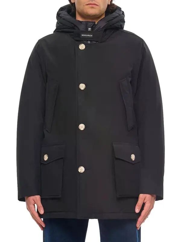 Woolrich Hooded Button-fastening Coat - Black
