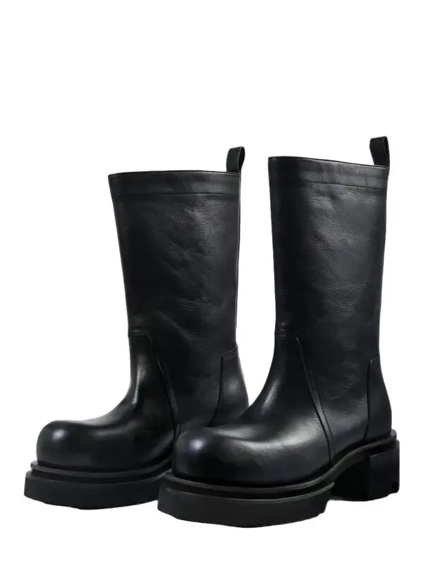 Rick Owens Bogun Leather Biker Boots - Black