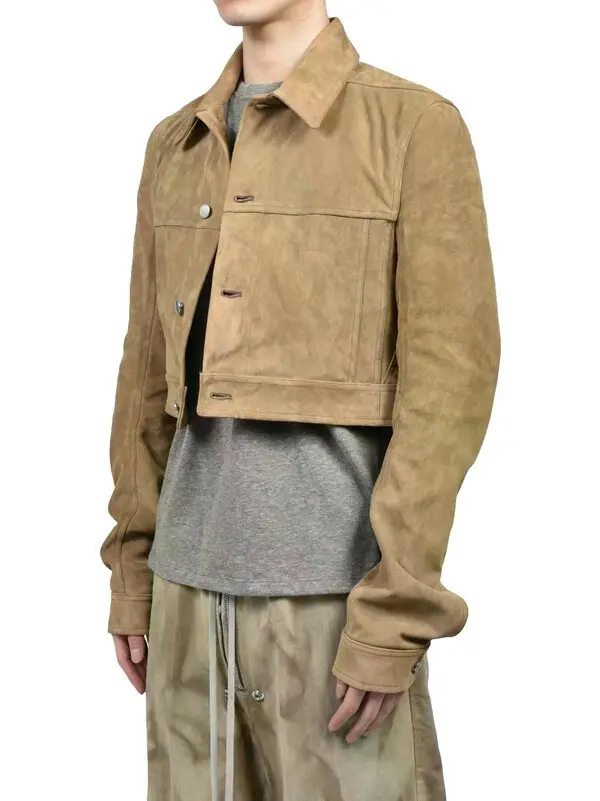 Rick Owens Cropped Suede Jacket - Brown