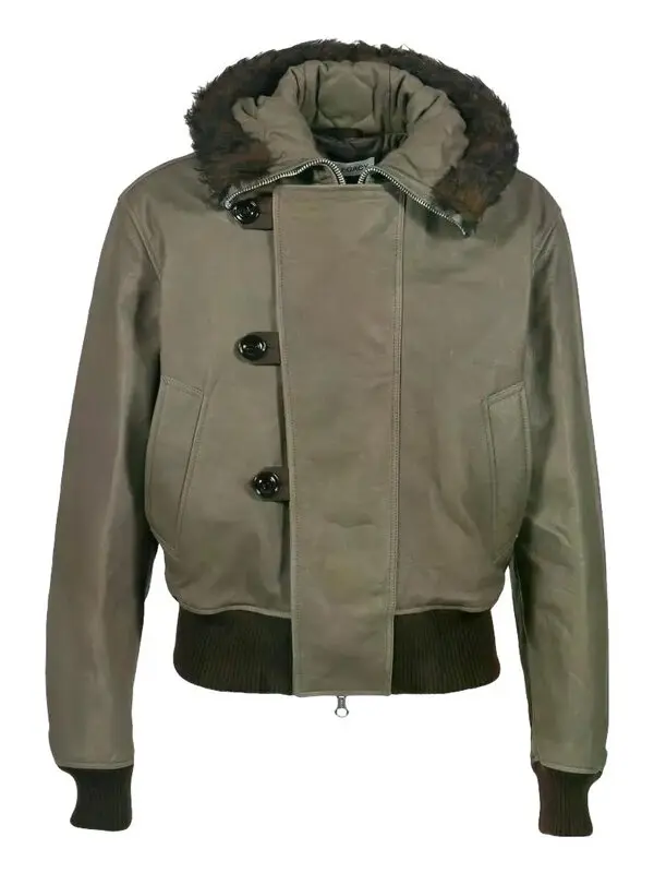 Our Legacy Compel Hooded Leather Jacket - Green