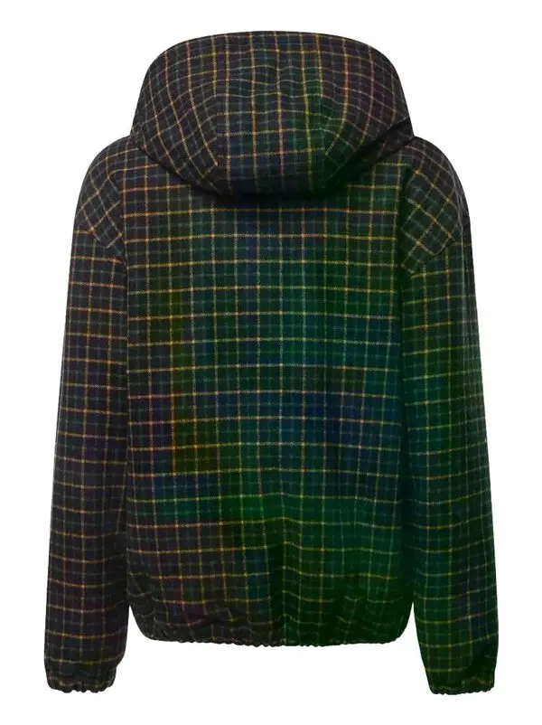 Miu Miu Check-pattern Hooded Jacket - Blue