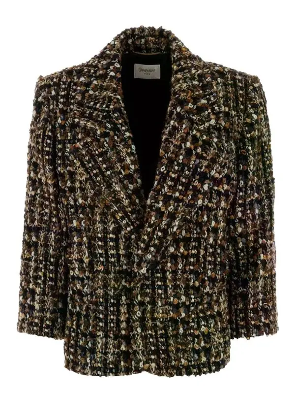 Saint Laurent Tweed Blazer - Brown