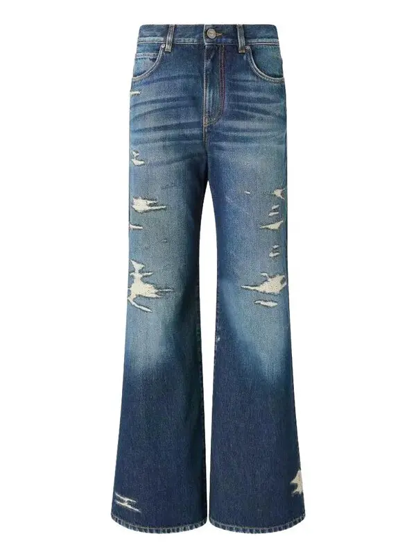 Pinko Distressed Wide-leg Jeans - Blue