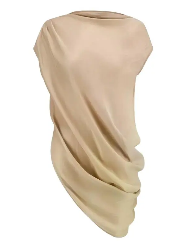 OUDE WAAG Asymmetric Draped Blouse - Neutrals