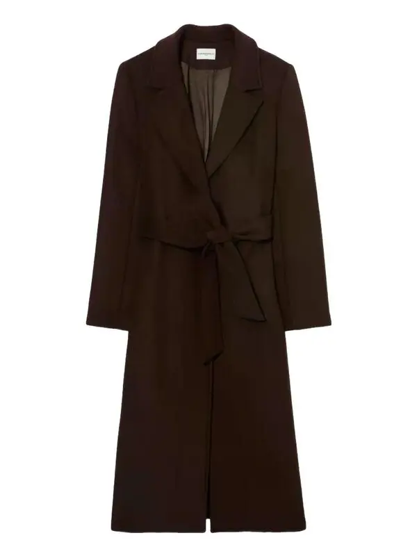 Claudie Pierlot Long Belted Wool Coat - Brown
