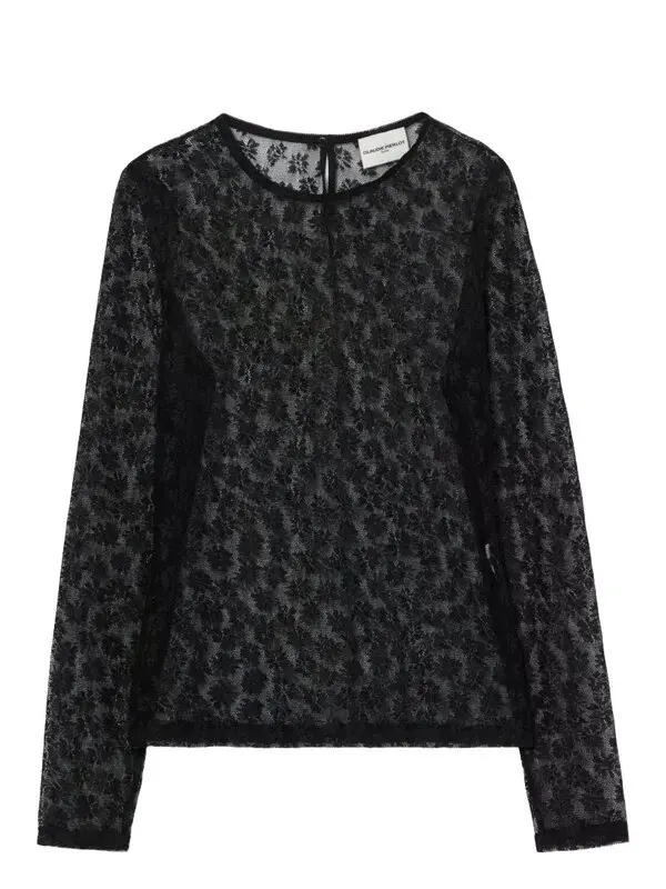 Claudie Pierlot Floral Lace Long-sleeve Top - Black