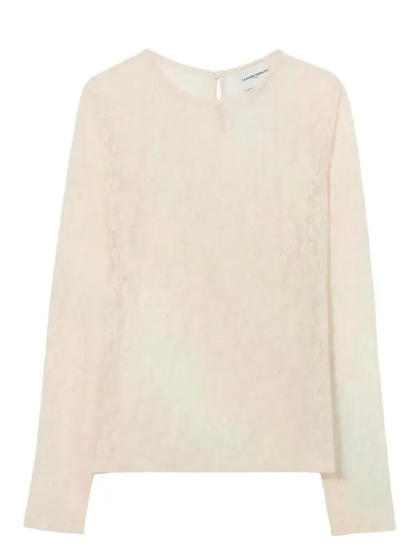 Claudie Pierlot Floral Lace Long Sleeve Top - Neutrals