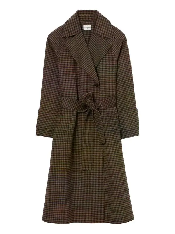 Claudie Pierlot Mid-length Checked Belted Coat - Brown