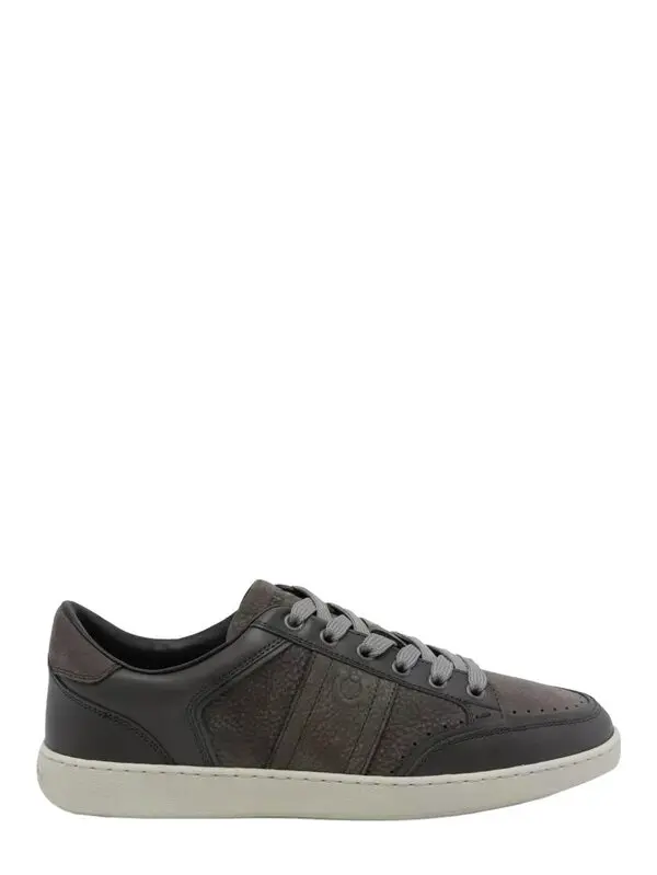 FERRAGAMO Gancini Grained-leather Sneakers - Brown
