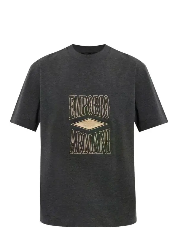 Emporio Armani Embroidered-logo T-shirt - Grey