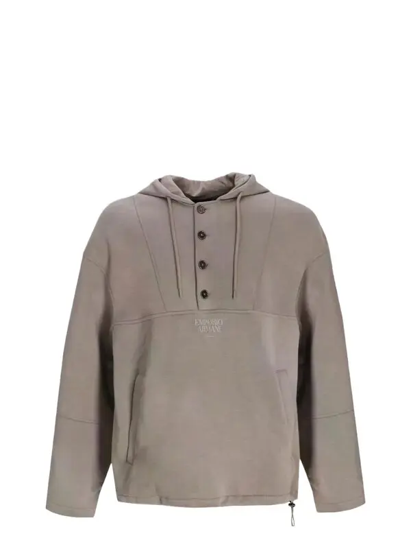 Emporio Armani Button-placket Hoodie - Neutrals