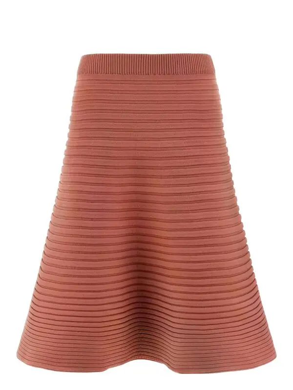 Issey Miyake Bounce Knit Pleated Midi Skirt - Brown