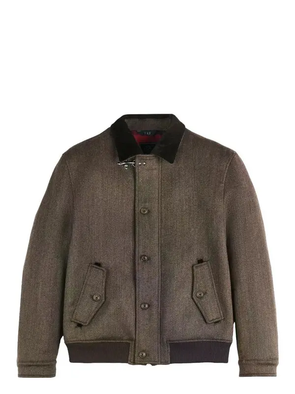 FAY Corduroy-collar Lobster-clasp Bomber Jacket - Brown