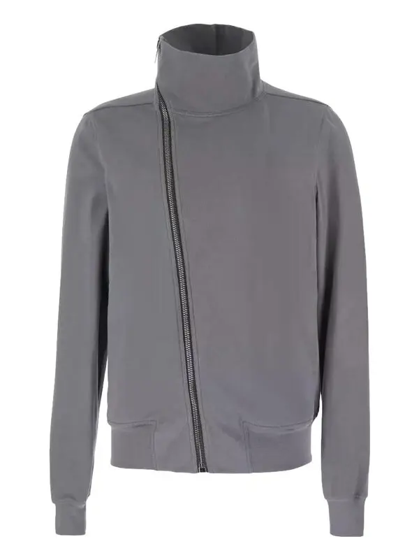 Rick Owens Tower Bauhaus Asymmetric-zip High-neck Sweatshirt - Grey