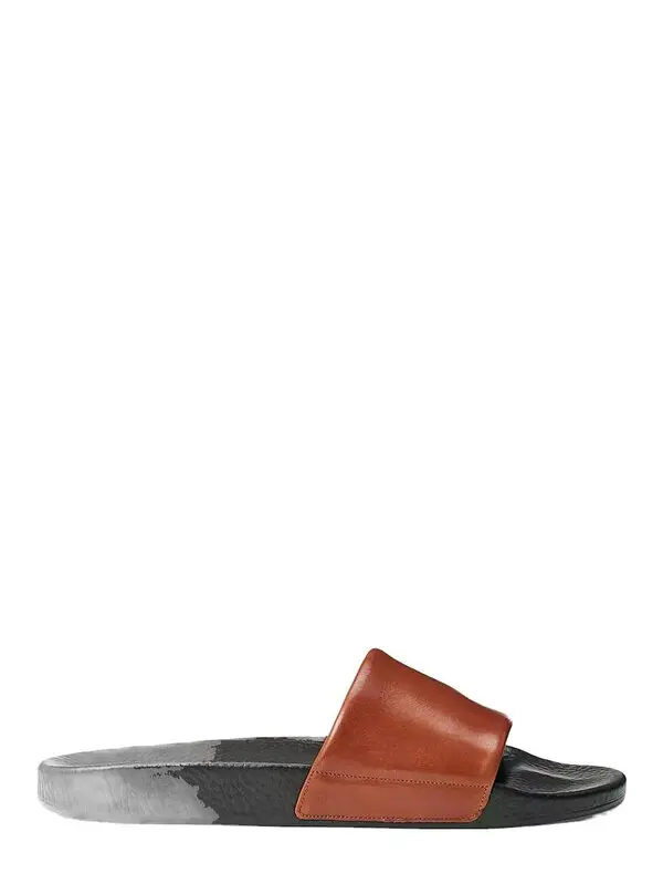 Polo Ralph Lauren Logo-embossed Leather Slides - Brown
