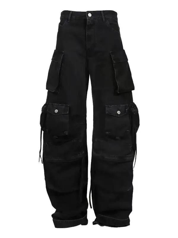 Attico Fern Washed-denim Cargo Pants - Black