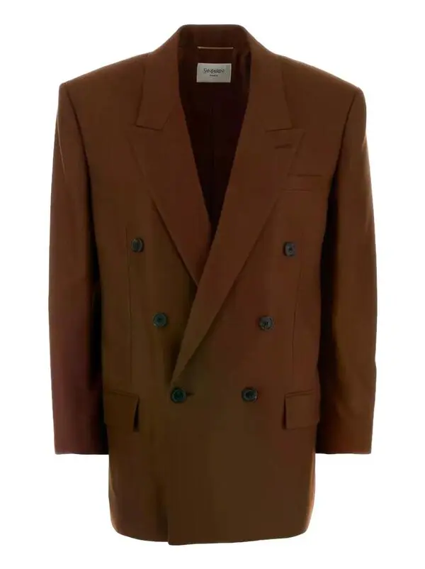 Saint Laurent Double-breasted Cashmere Jacket - Brown