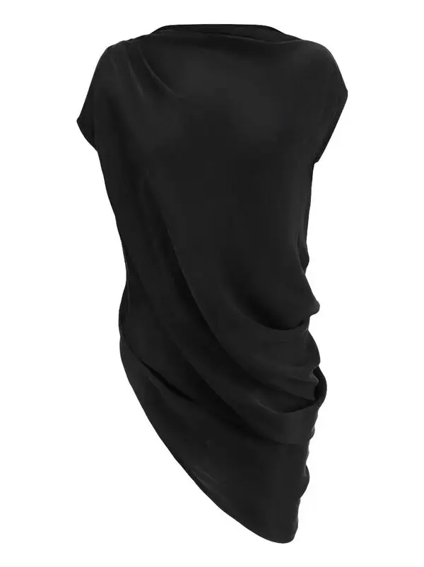 OUDE WAAG Asymmetric Draped Boat Neck Top - Black