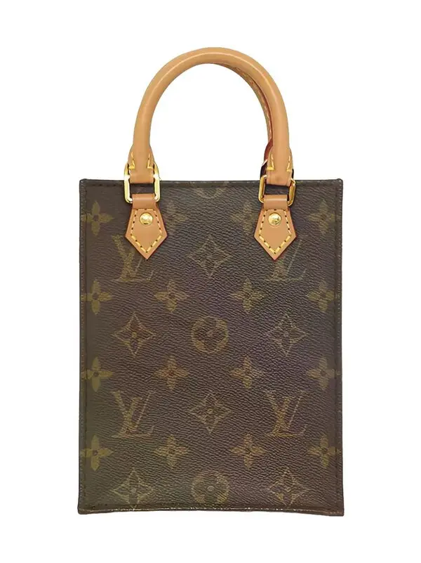 LOUIS VUITTON Monogram Petit Sac Plat Satchel - Brown