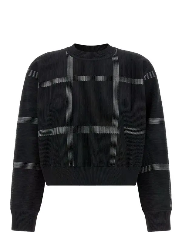 Issey Miyake Crossing Knit Checkered Sweater - Black
