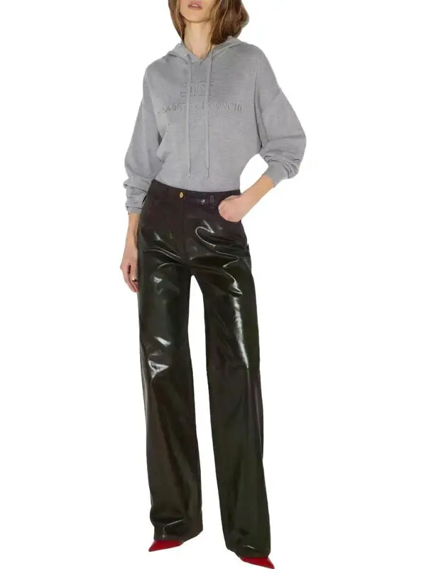 Elisabetta Franchi Loose Jeans With Laminated Effect - Brown