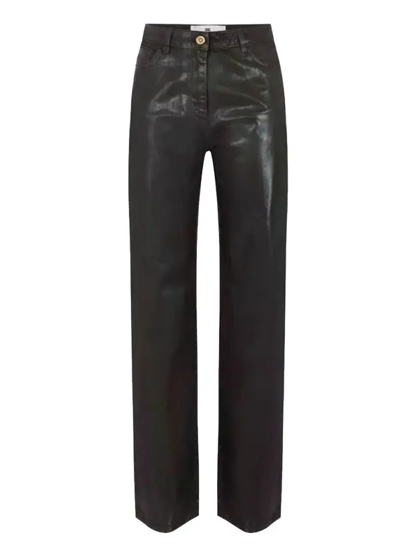 Elisabetta Franchi Loose Jeans With Laminated Effect - Brown